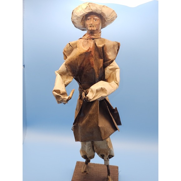 Art | Vintage Mexican Paper Mache Folk Art Figure Old Man Wood Base ...